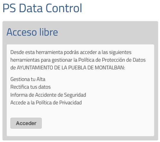 PS DATA CONTROL – Ayto. La Puebla de Montalbán